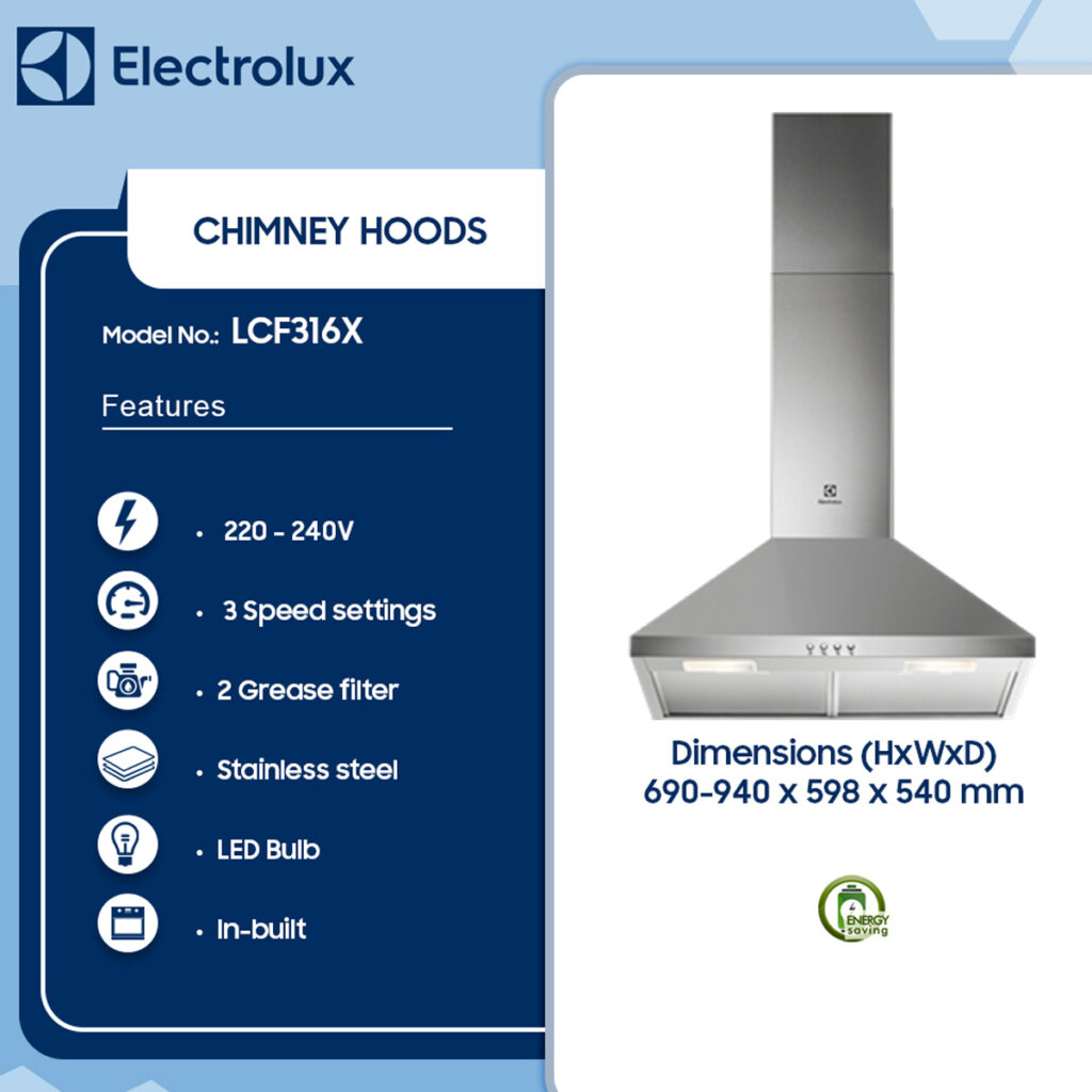 Electrolux 60cm Cooker Hood Stainless Steel LFC316X - Goodluck Africa