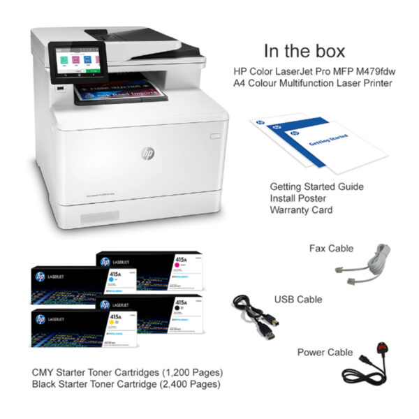 HP Color LaserJet Pro MFP M479fdw Wireless Multifunction Printer (Compatible With HP 415A Toner ...