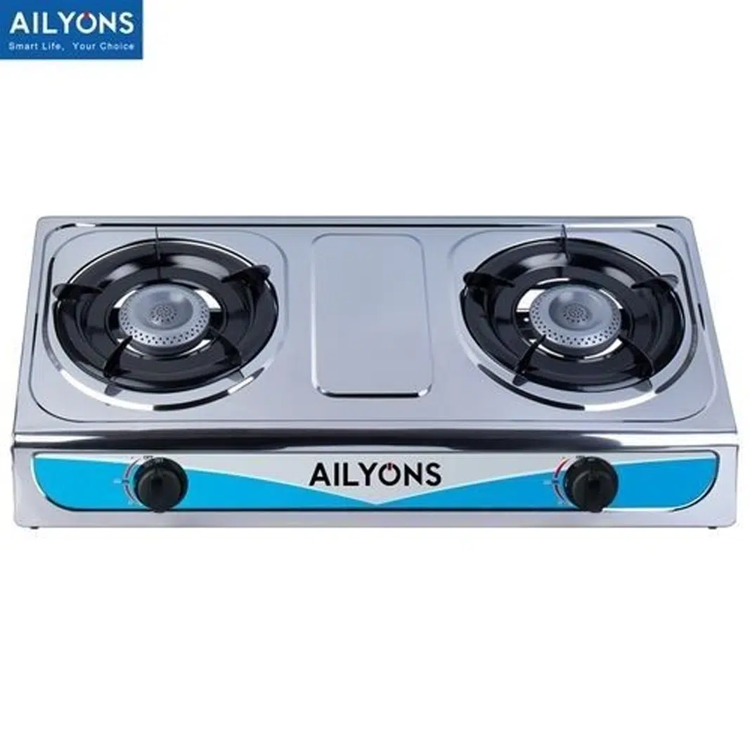 AILYONS Black Gas Cooker- Stainless Steel Double Burner - Goodluck Africa