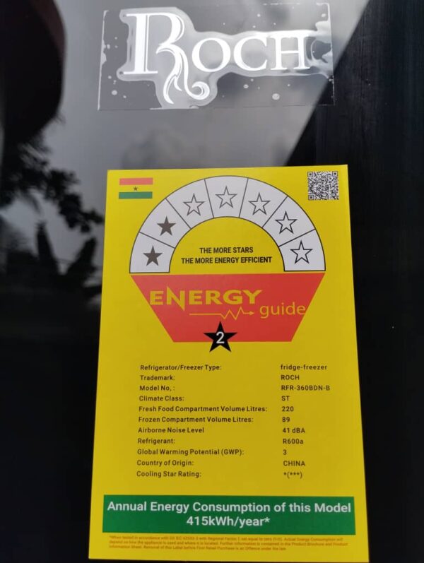 Roch 309-Liter Bottom Freezer With Dispenser RFR-360BDN-B - Goodluck Africa