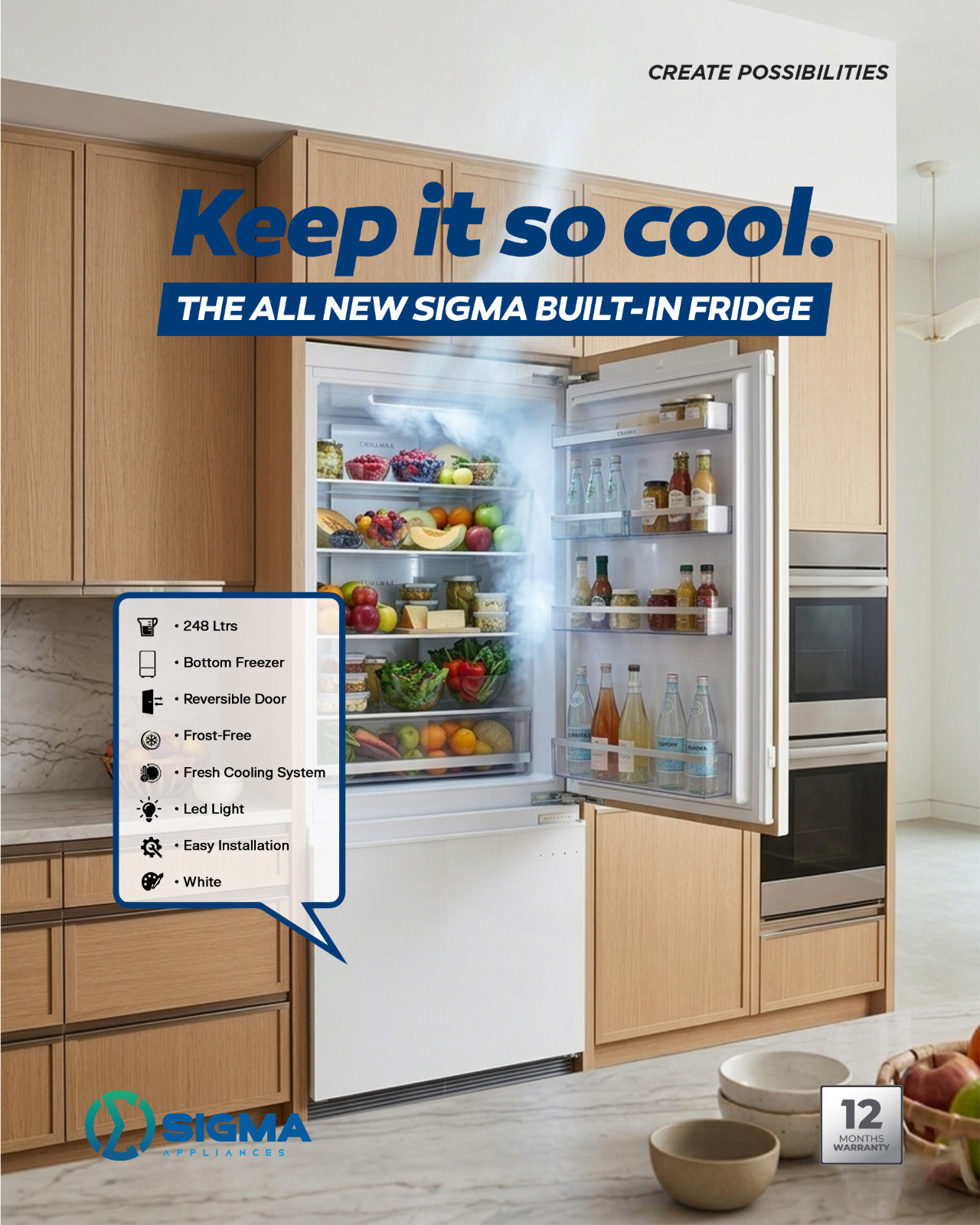 SIGMA SBMF-M255-BI 248L Built-In Fridge with Bottom Freezer - Goodluck ...